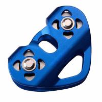 China Double Pulley Climb Tesa Speed Aluminum Zip Line Blue Trolley Pulley for sale