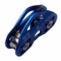 China Double Pulley Climb Tesa Speed Aluminum Zip Line Blue Trolley Pulley for sale