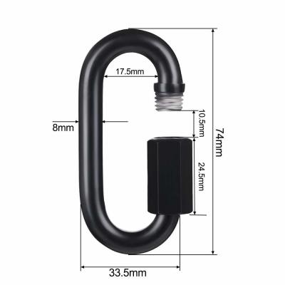 China D Shape Locking Carabiner,Black Quick Links,4 PCS Chain Links,Heavy Duty Durable Chain Connector,Black for sale