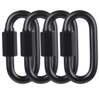 China D Shape Locking Carabiner,Black Quick Links,4 PCS Chain Links,Heavy Duty Durable Chain Connector,Black for sale