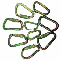 China camouflage aluminium alloy locking carabiner hooks for sale