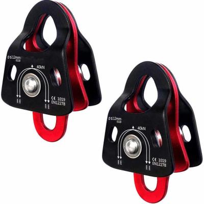 China Rescue Pulley Aluminium Magnesium Alloy Climbing Pulley Heavy Duty Single Swivel Rope Pulley for Block Climbing Safety Equipment for sale