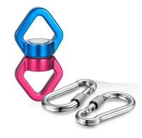 China Rotational device, snap hook safest swing swivel (30 kn) with 2 carabiners for web tree swing, rope climbing hammock for sale