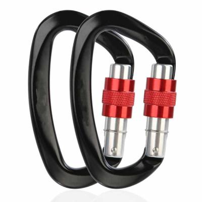 China Locking Carabiner Climbing Carabiner CE Certified D Shape Screw Gate Aluminum Carabiner for sale