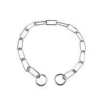 China Stainless Steel or Chrome Plated Long Link Choke Chain Dog Fur Saving Collar for sale