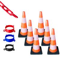 China New PE plastic cone connector chain safety barrier chain link 2 inch diameter red/white yellow/black for sale