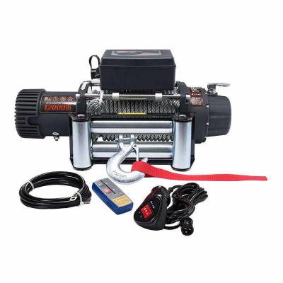 China Off road recovery 12V/24V 4*4 car electric winch 12000lbs with steel rope for sale