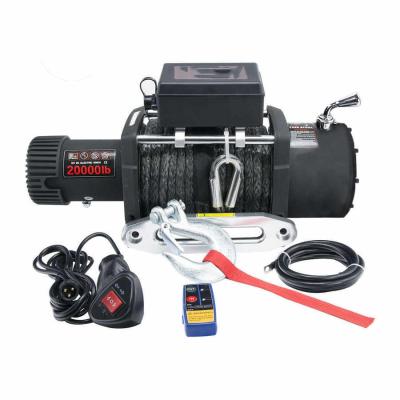 China high quality off road 12V/24V 4*4 winch 20000lbs with synthetic rope for sale