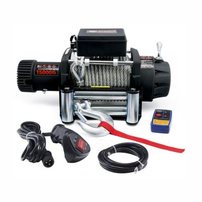 China Off road recovery 12V/24V 4*4 car electric winch 15000lbs with steel rope for sale