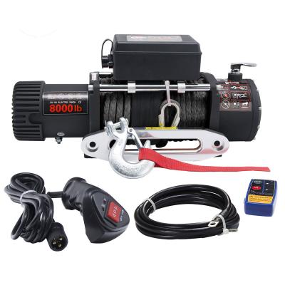 China Off road recovery 12V/24V 4*4 car truck electric winch 8000lbs with synthetic rope for sale