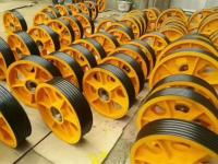 China Cast Iron Elevator Traction Pulley Deflector Sheave Rope Wheel 200-1000mm for sale