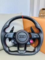 China 55cm Diameter True Carbon Fiber and Genuine Leather Steering Wheel for Audi R8 Full Series for sale