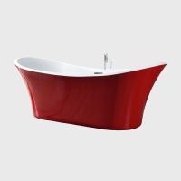 China Full Body Soaking Red Acrylic Slipper Bathtub Free Standing For Bathroom 1800mm for sale