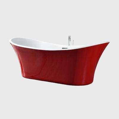 China Full Body Soaking Red Acrylic Slipper Bathtub Free Standing For Bathroom 1800mm for sale