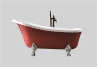 China ODM Solid Red Acrylic Slipper Bathtub Deep Soaking Freestanding 1500 Mm for sale