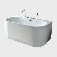 China Pure Resin Fiber Glass Back To Wall Bathtubs 1700mm Floor Mounted for sale