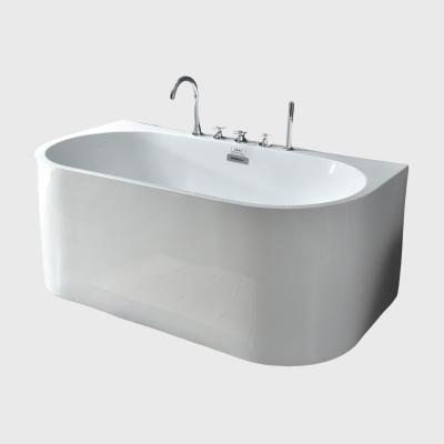 China Pure Resin Fiber Glass Back To Wall Bathtubs 1700mm Floor Mounted for sale