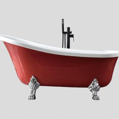 China Acrylic Free Standing Clawfoot Slipper Bathtub 58 Inch Clawfoot Tub Personalized for sale