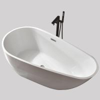 China Deep Soaking Oval Acrylic Free Standing Bathtubs Solid Glossy Freestanding Jetted Whirlpool Tub for sale