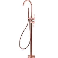 China Brushed Rose Gold Copper Freestanding Tub Faucet Shower Mixer OEM for sale