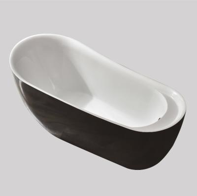 China Recycled Acrylic Freestanding Corner Black Slipper Bath Solid Surface For Small Bathrooms for sale