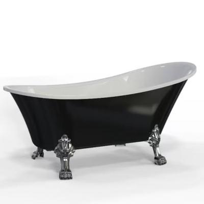 China Homestays Corner Black Clawfoot Bathtub Freestanding Slipper Tub 72x42 for sale
