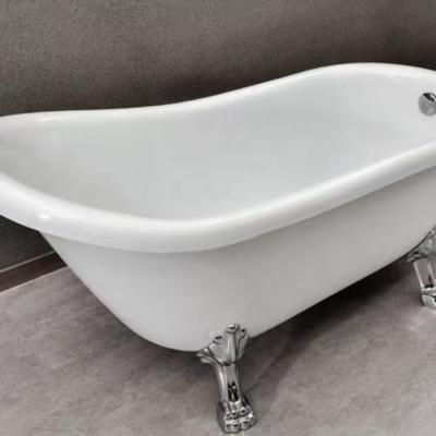 China Freestanding White Fiberglass Slipper Tub 4 Claw Foot Acrylic Slipper Clawfoot Tub for sale