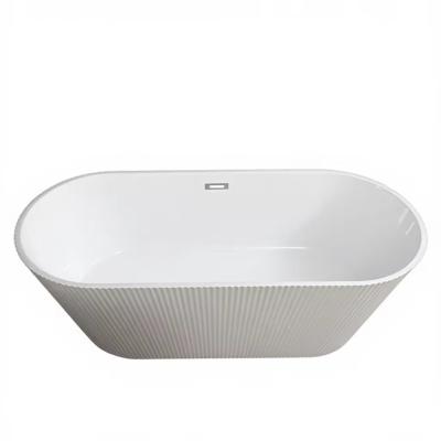 China Freestanding Bath Tub Oval Bathtub for Indoor Soaking in Hotels and Villas or Household Linear Design White Tub for sale