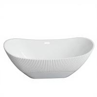 China Freestanding Bath Tub Oval Bathtub for Indoor Soaking in Hotels and Villas or Household Stripe Pattern White Tub for sale