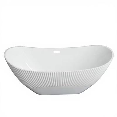 China Freestanding Bath Tub Oval Bathtub for Indoor Soaking in Hotels and Villas or Household Stripe Pattern White Tub for sale