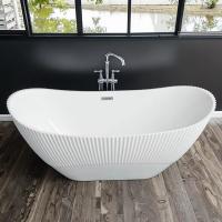 China Freestanding Bath Tub Oval Bathtub for Indoor Soaking in Hotels and Villas or Household Stripe Pattern White Tub for sale
