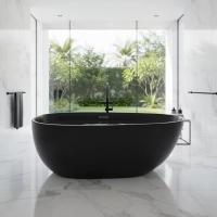 China Modern Black Acrylic Freestanding Bathtub with Whirlpool Massage 1500x750x720mm for Indoor Soaking for sale