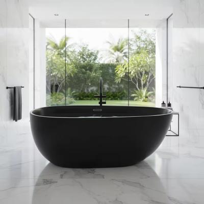 China Modern Black Acrylic Freestanding Bathtub with Whirlpool Massage 1500x750x720mm for Indoor Soaking for sale