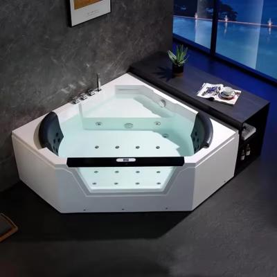 China Luxury Corner Whirlpool Bathtub with LED Light and Acrylic Material for 2 Persons, Size 1500x750x720mm for sale