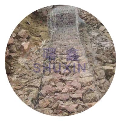 China Hexagonal Hot Galvanized Three Twisted Gabion Basket For River Protection Project for sale