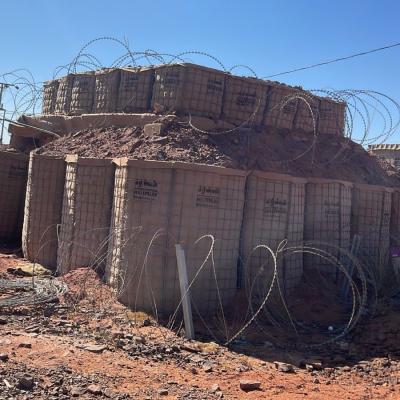China Earth Filled Concertainer For Galfan Welded Gabion Box As Military Hesco Barriers for sale