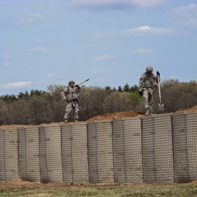 China Mil 10+Mil 3 Defensive Military Barrier Galfan Welded Gabion Box Hesco for sale