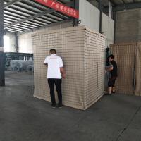 China Stackable Geotextile Cloth Lined Olive Green Or Sand Color Welded Gabion Wire Mesh Basket Defensive Military Barrier for sale