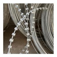 China BTO-22 Hot-Dipped Galvanized Barbed Wire Security Fence Single Razor for sale