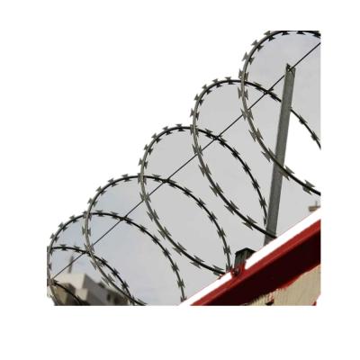 China BTO-22/CBT-65 Single Razor Barbed Wire Coil 500MM Blade Stainless Steel Wire Good Price For Fence for sale