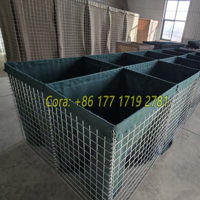 China Anti Rust 4.0mm Galvanized Welded Gabion Box Lined Geotextile Cloth For Defensive Barrier Sand Filled Bastion Wall for sale