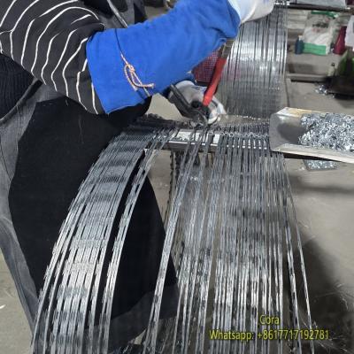 China Stainless Steel Cross Type Security Barbed BTO-22 Razor Wire Protection Fence for sale