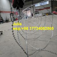 China Razor Barbed Wire Featuring Hot Dip Galvanized Steel According To EN10346 With Tape Width At Least 19 Millimeter For Security for sale