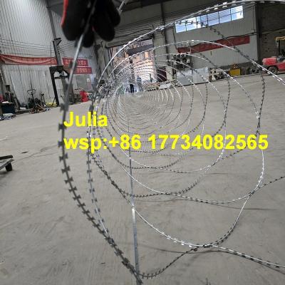 China Razor Barbed Wire Featuring Hot Dip Galvanized Steel According To EN10346 With Tape Width At Least 19 Millimeter For Security for sale