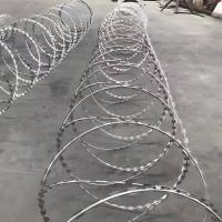China 50cm Coild Stainless Steel Tape Concertina BTO-16 Razor Barbed Wire Fence for sale