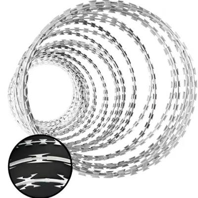China Hot Dipped Galvanized BTO-22 Concertina Razor Barbed Wire Anti Climb Security Blade Wire for Farm Wall Fence Kenya Market for sale