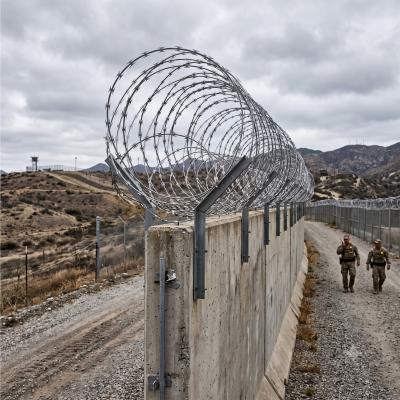 China Heavy Duty Razor Wire BTO-22 CBT-65 Concertina Razor Barbed Wire For Perimeter Security Fence for sale