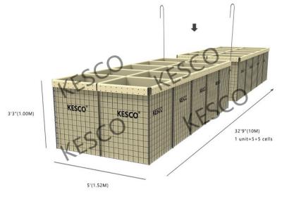 China MIL 4 Defense Hesco Bastion Collapsible Metal Security Barrier 3'' X 3'' Mesh Hole for sale