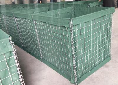 China 300g Green Geotextile Lined Hesco Defensive Barrier 4.0mm Wire Mesh for sale