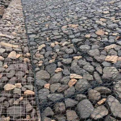 China Low Carbon Steel Wire 1x1x2 M Gabion Fence Baskets Stone Filled Box Three Twist Weave for sale